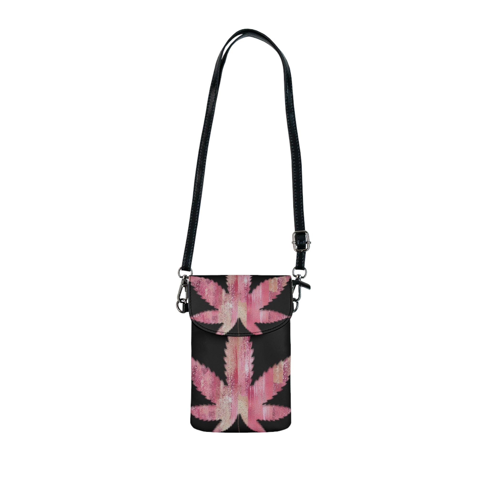 Sassy Pink 420 Marijuana Leaf With Black Background Small Cell Phone W ...